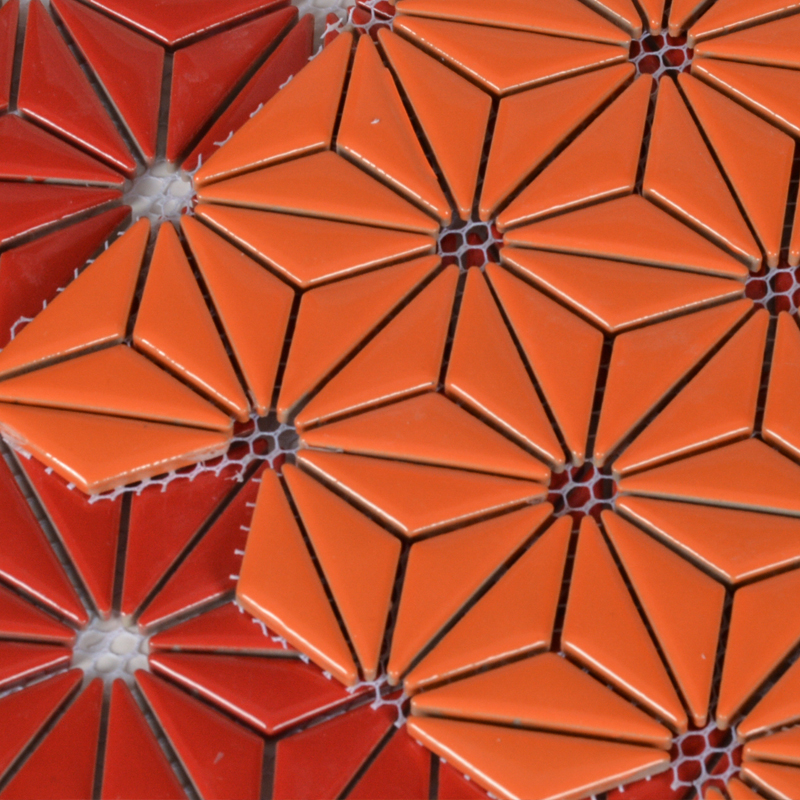 Latest Triangle Shape Flower Pattern Design Mosaic Wall Tile - Longju ...