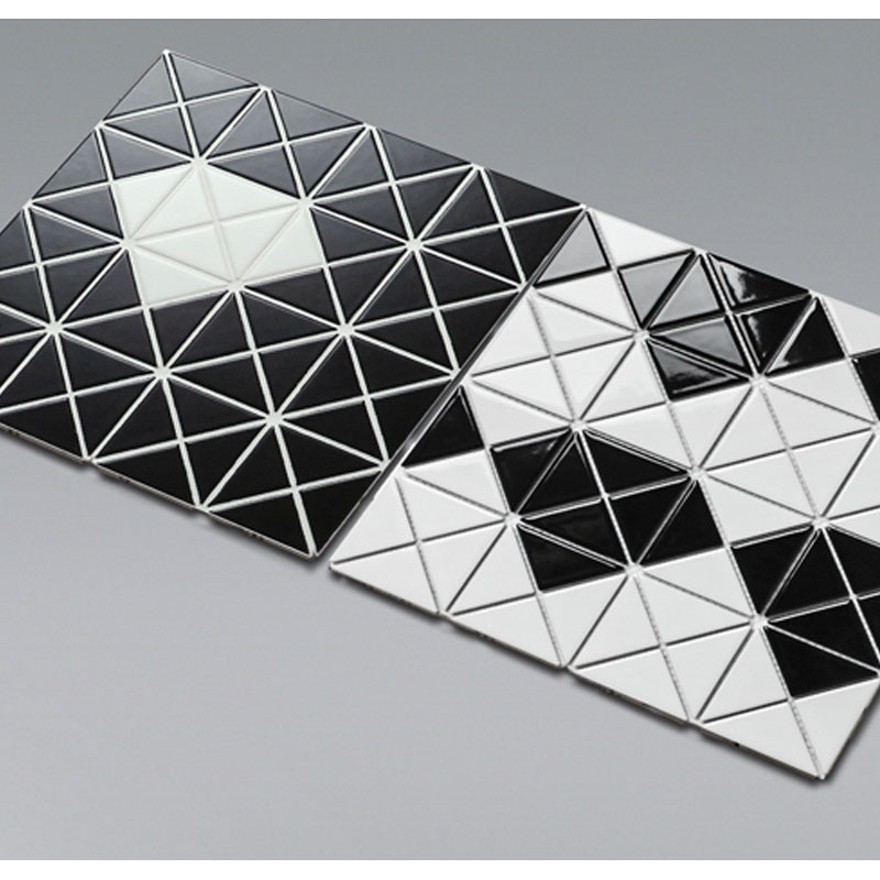 Modern pattern design triangle shape white glossy mosaic tile - Longju ...