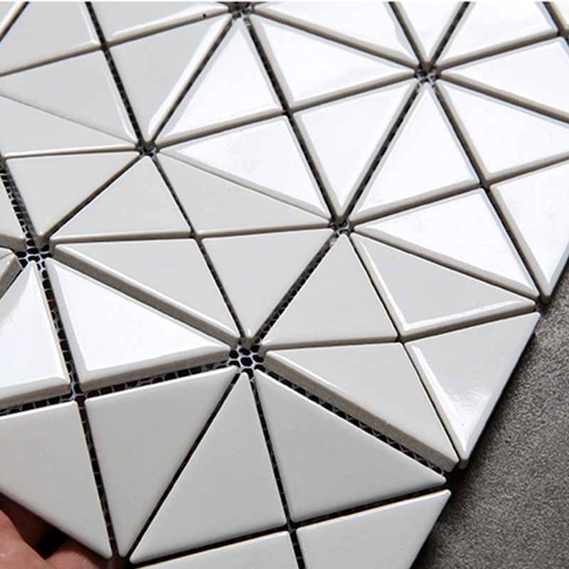 Modern pattern design triangle shape white glossy mosaic tile - Longju ...