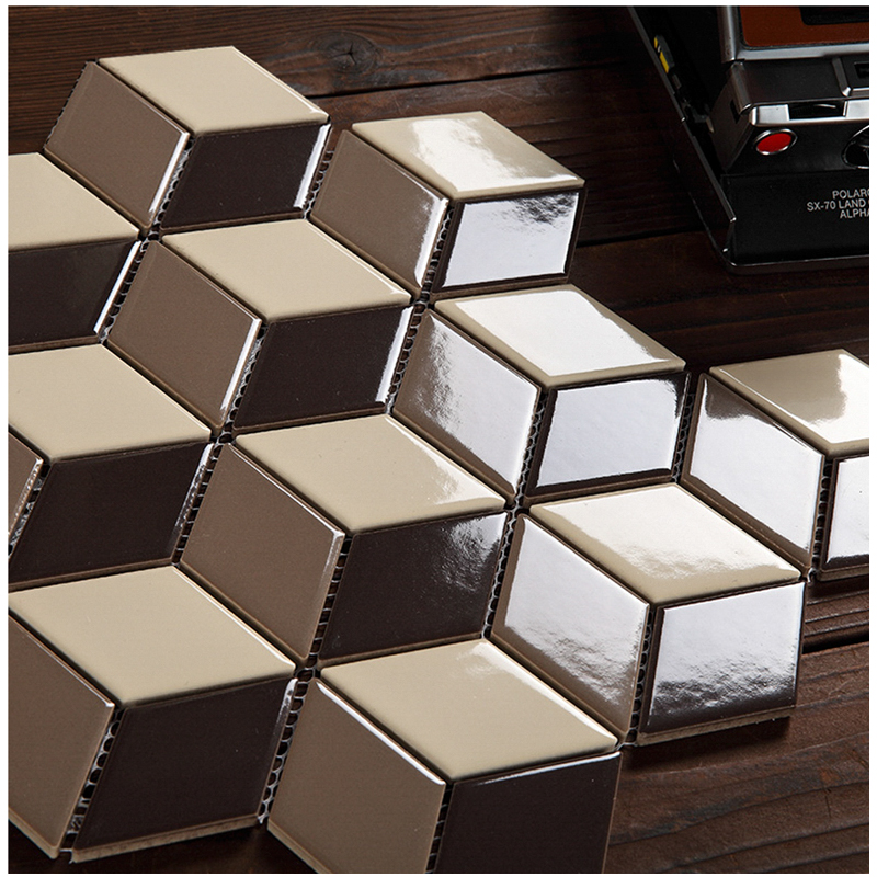 Nordic Diamond Mosaic 3D Geometric Figure Ceramic Tile Bathroom Mosaic ...