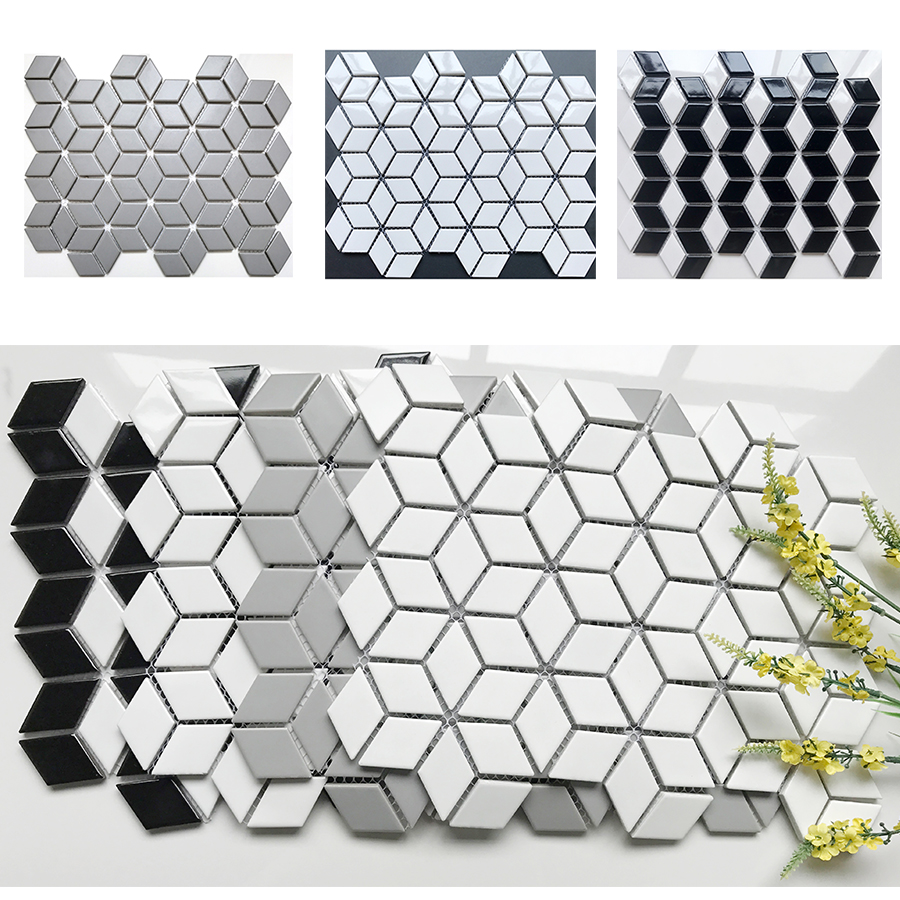 Hot Sale rhombus brick tile mosaic bathroom 3d floor tiles - Longju ...
