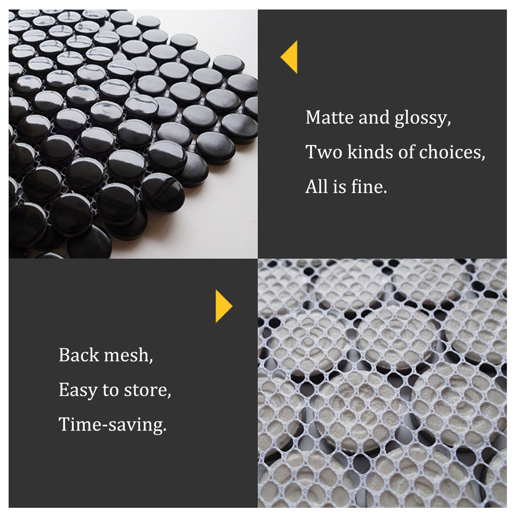 Black round circular ceramic mosaic tile - Longju Mosaic - Professional ...