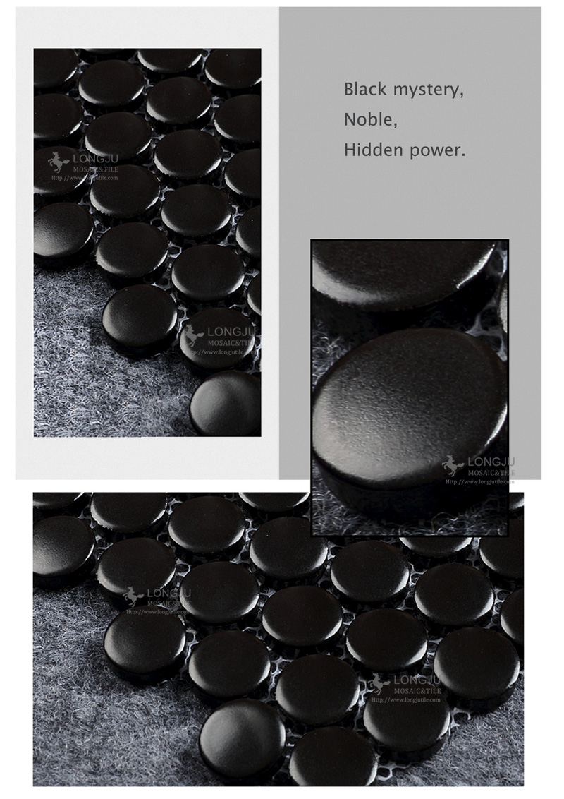 Black round circular ceramic mosaic tile - Longju Mosaic - Professional ...