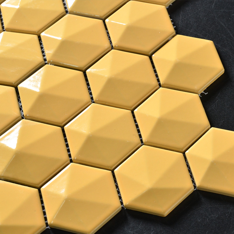 3d Convex surface colour hexagon decorative porcelain wall tile for ...