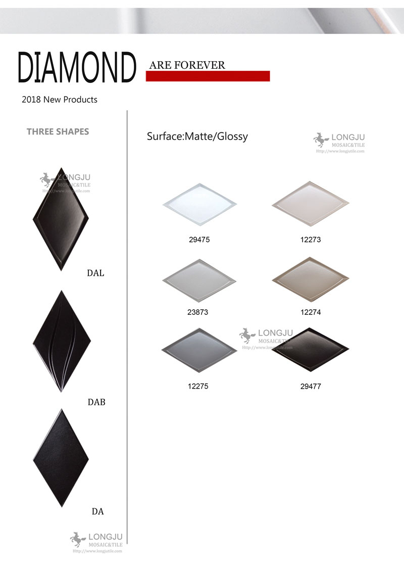 Best Selling Diamond Ceramic Tiles Front Wall Kitchen Bathroom - Longju ...