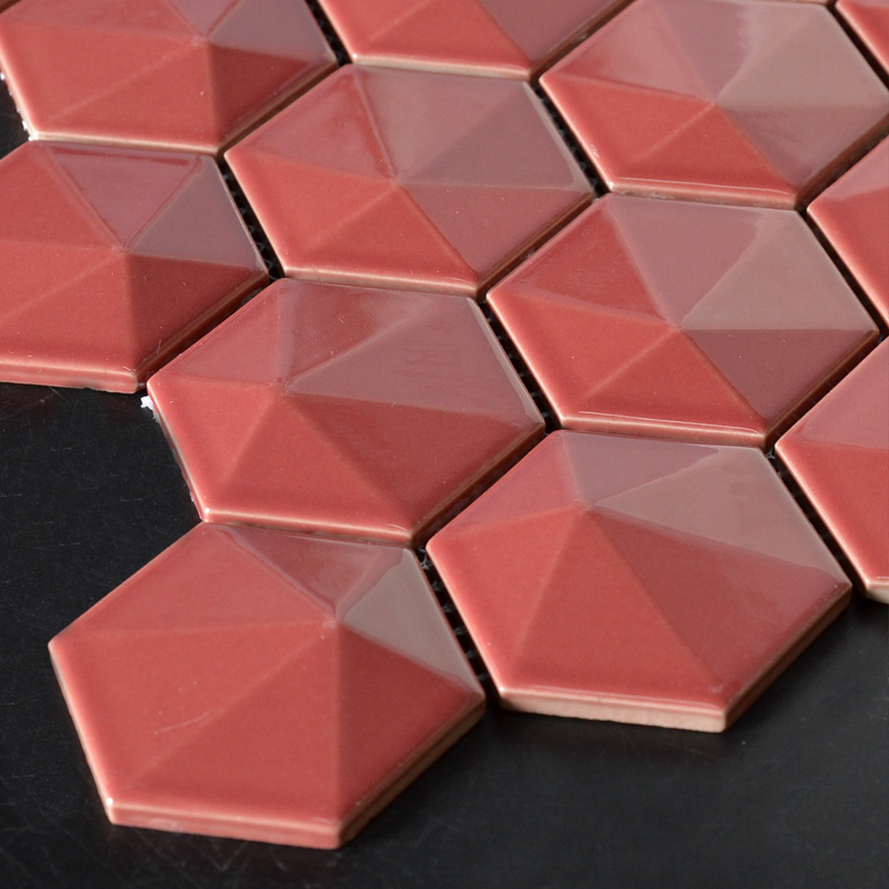 3d Convex surface colour hexagon decorative porcelain wall tile for ...
