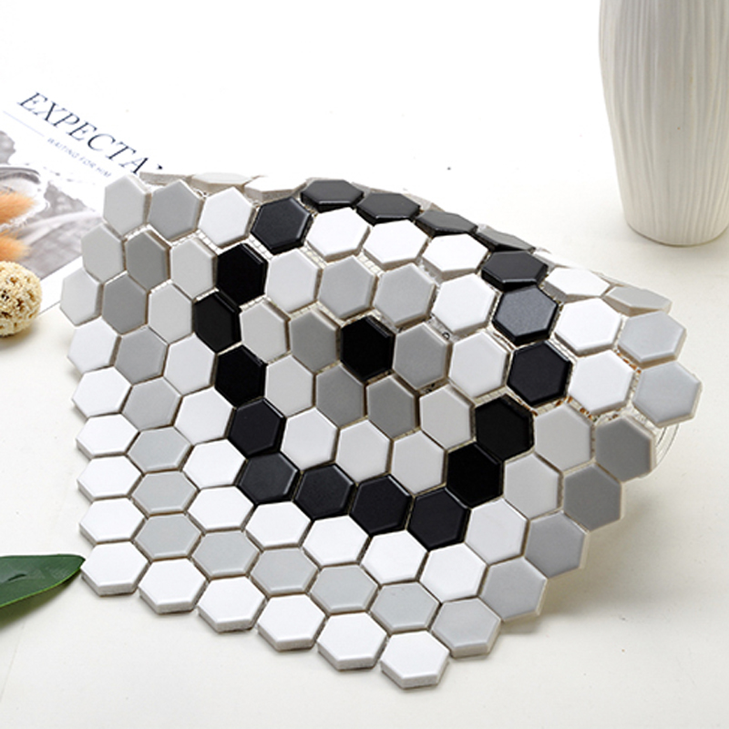 Hexagon Mosaic Floor Tiles Bathroom Wall Flower Mosaic Pattern - Longju ...