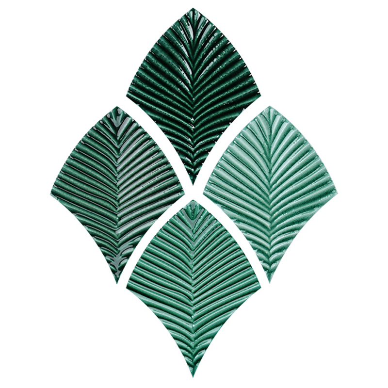 Leaf Mosaic With Green Glazing for Home Wall Decor - Longju Mosaic ...
